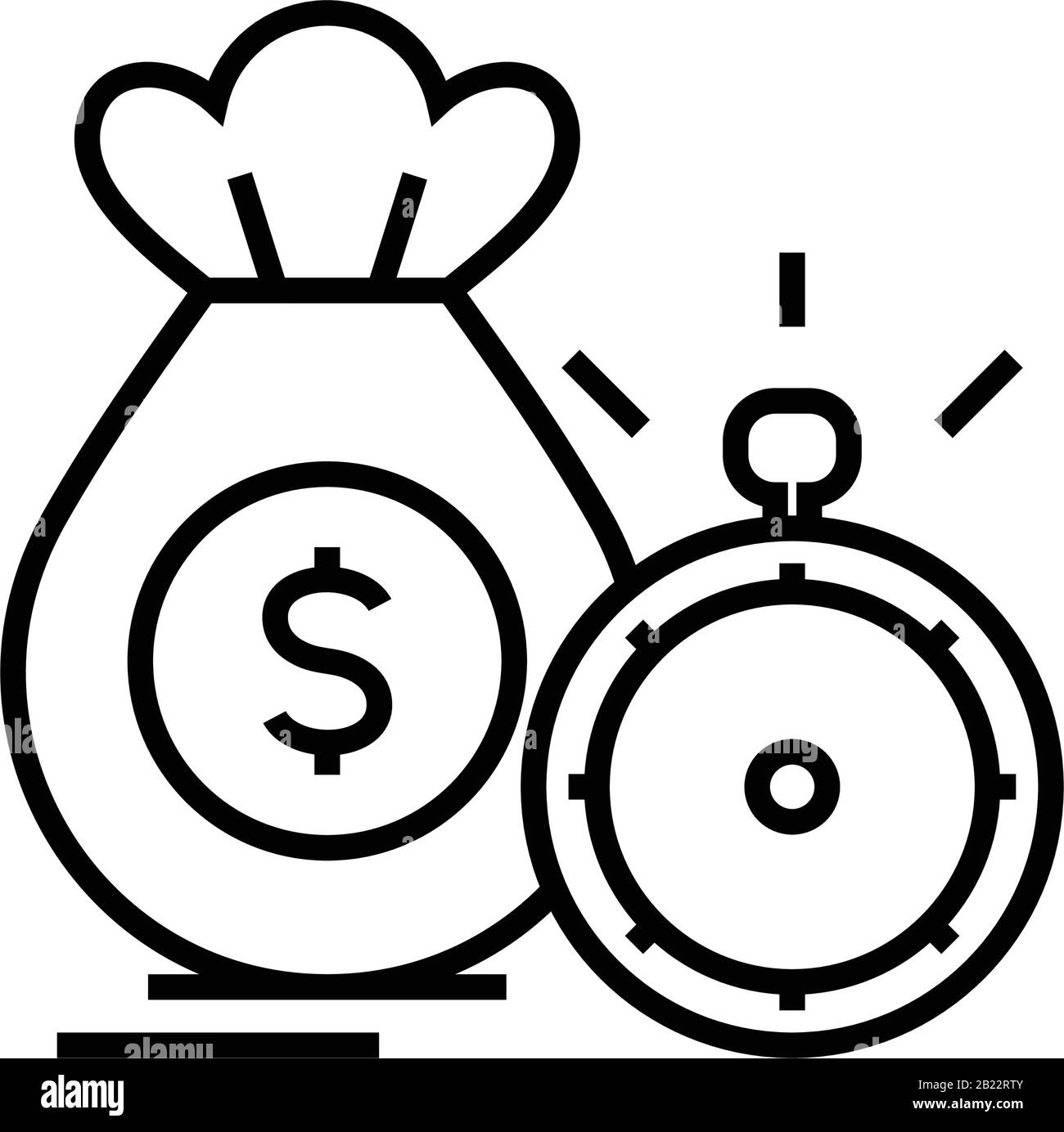 Money and time line icon, concept sign, outline vector illustration ...