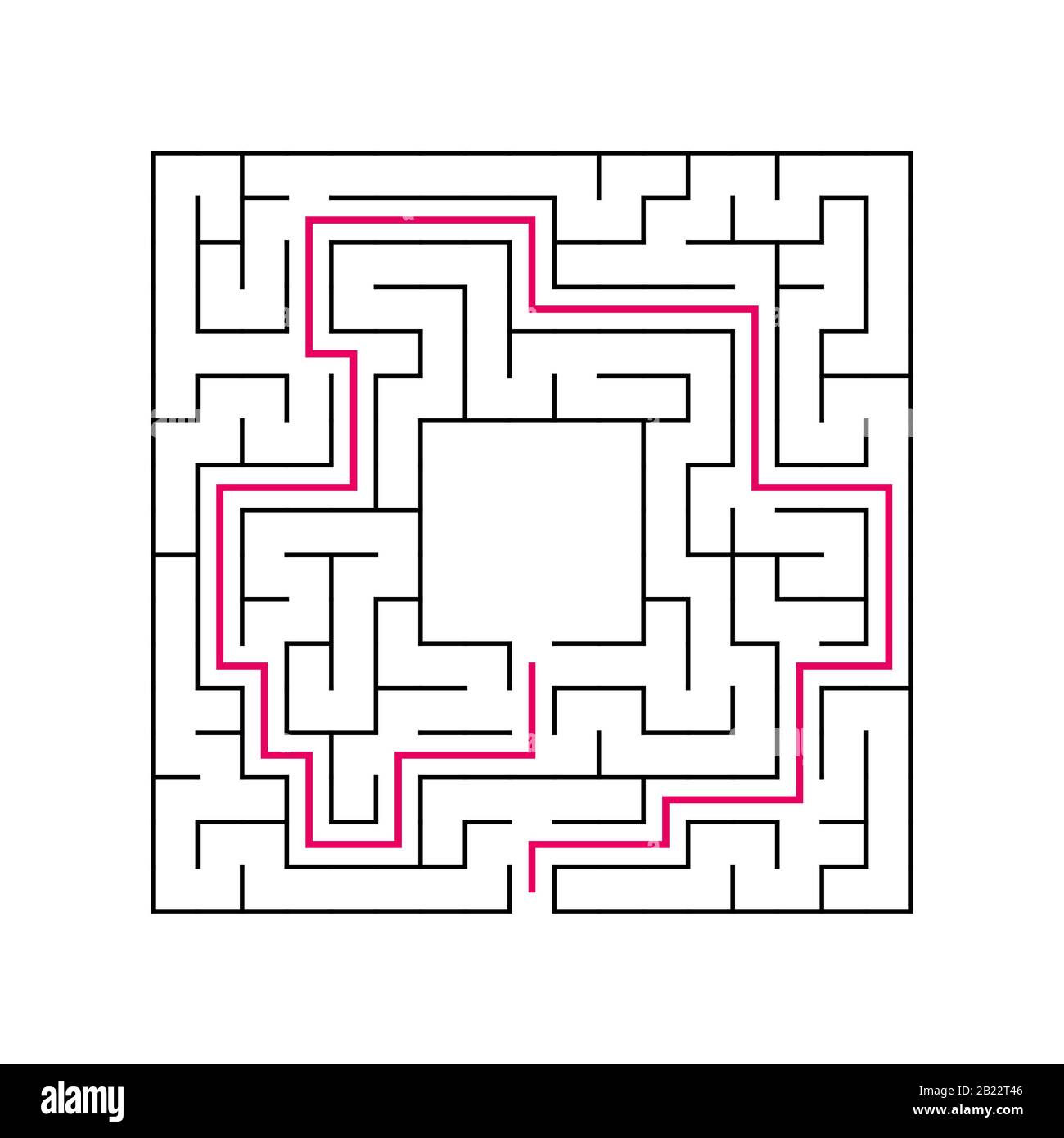 Abstract complex labyrinth. Black stroke on a white background. An ...
