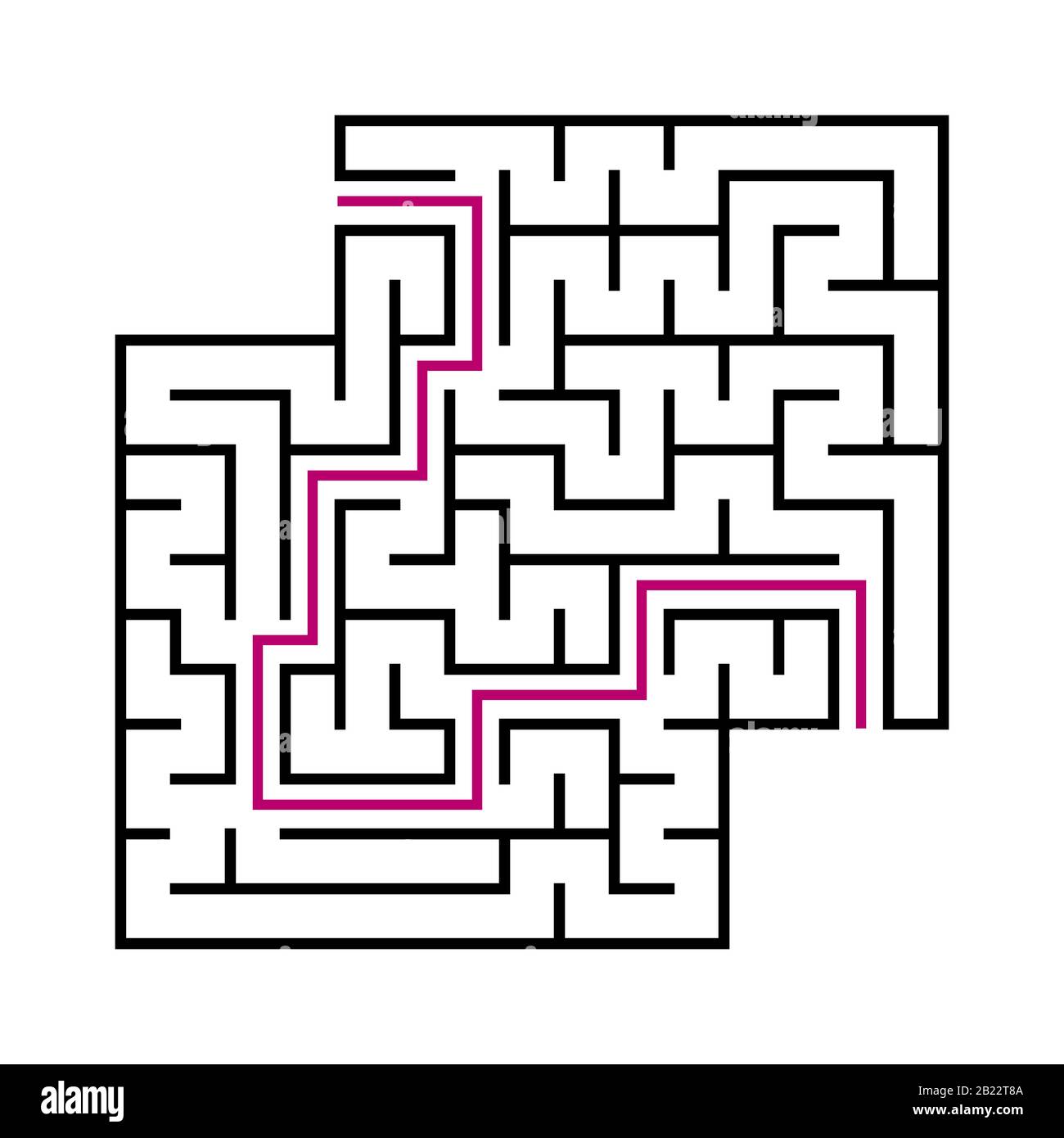 Black square maze for children. Simple flat vector illustration ...