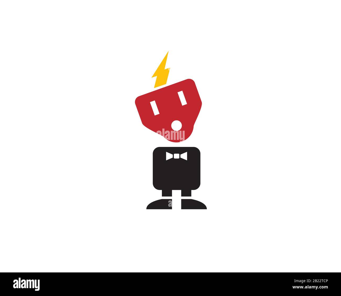 electroboy logo character with plug socket caracter mascot with tuxedo ...