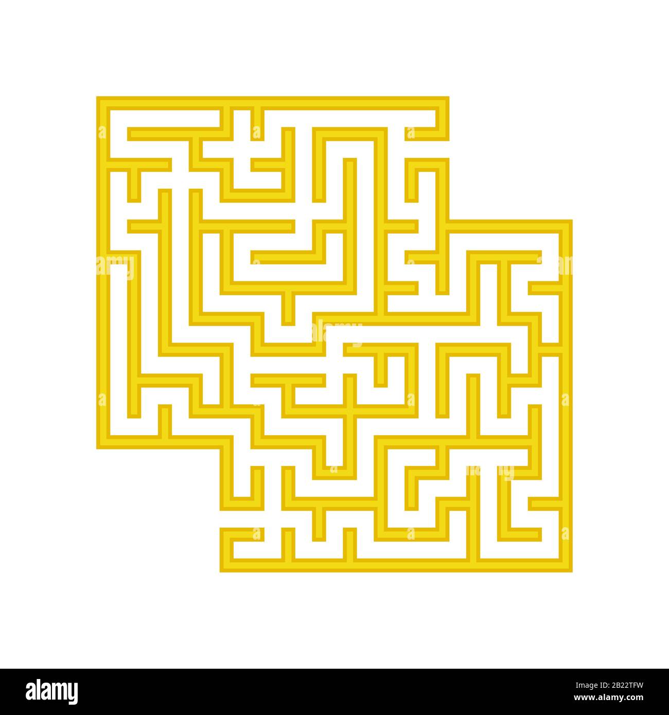 Yellow square labyrinth. A game for children. Simple flat vector ...