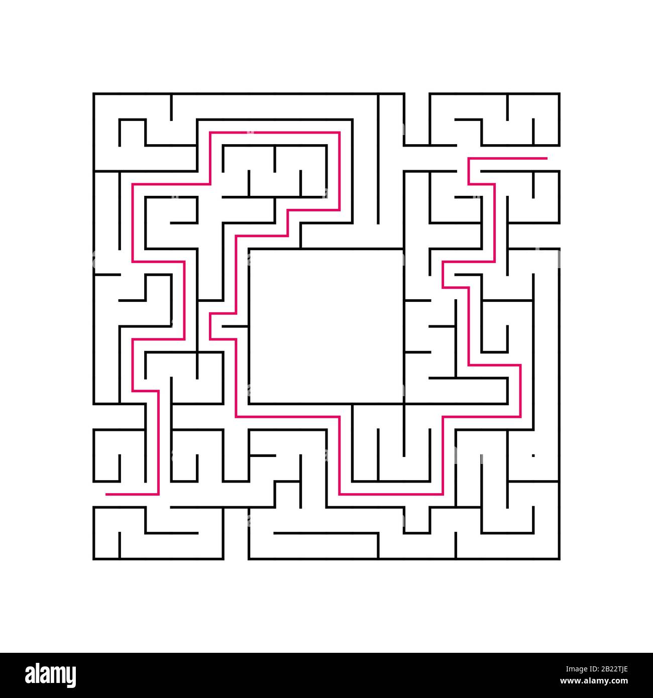 Abstract complex labyrinth. Black stroke on a white background. An ...