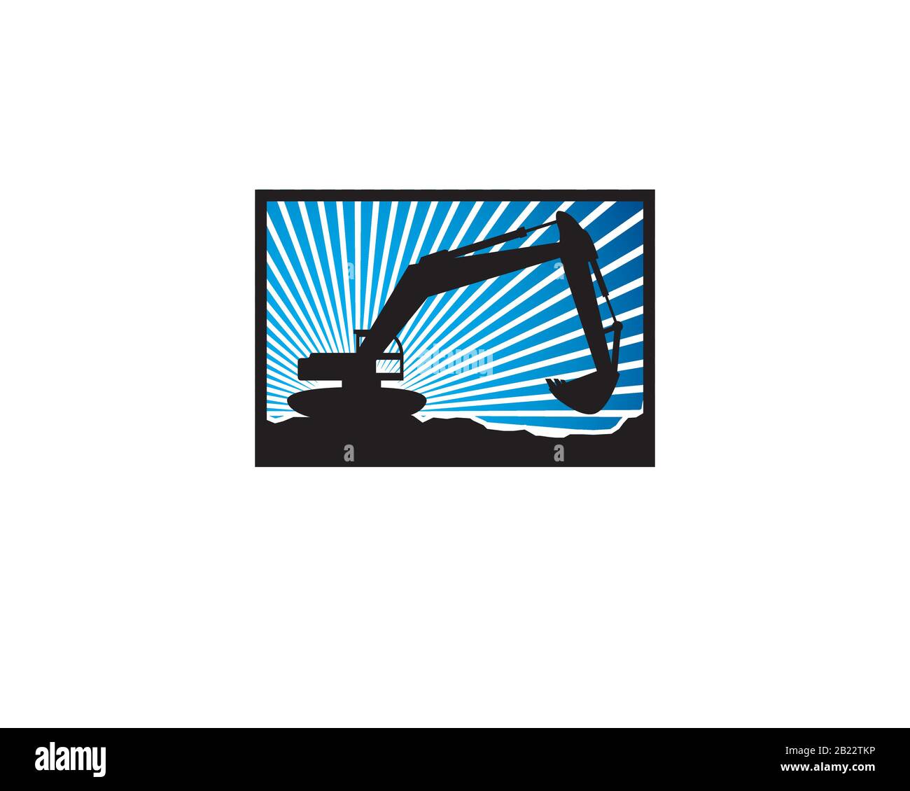 square framed exacavator and backhoe emblem logo template Stock Vector ...