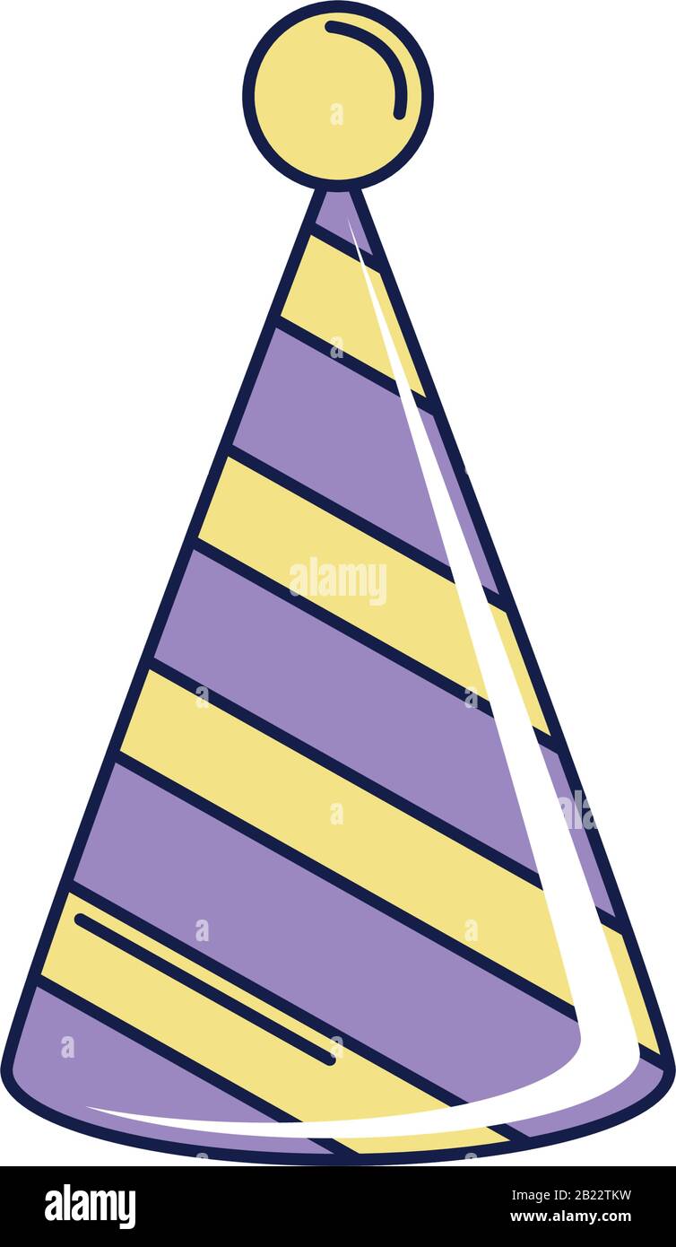 happy birthday,striped party hat decoration celebration vector ...