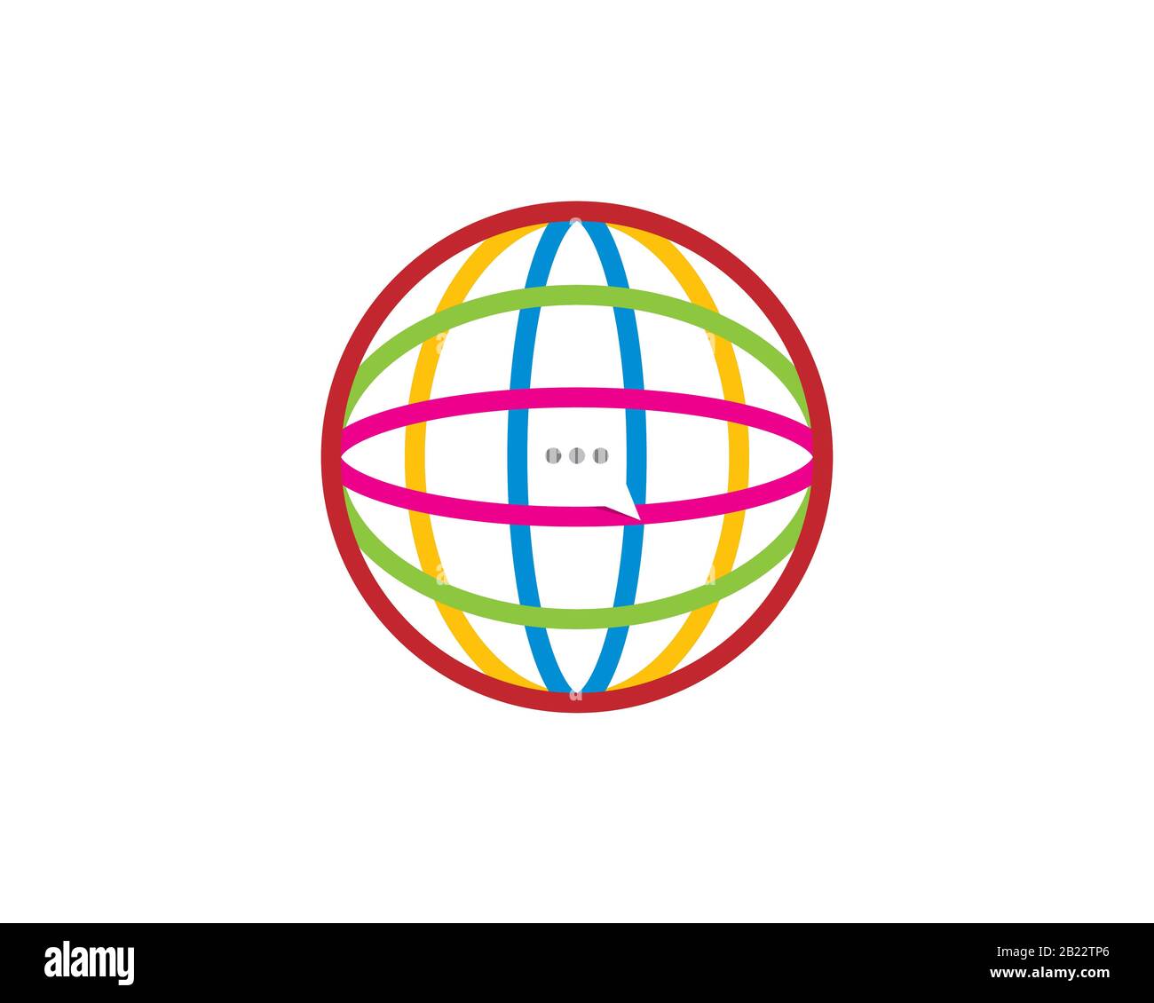 united colorful chat bubble box forming a flat illustration of earth ...