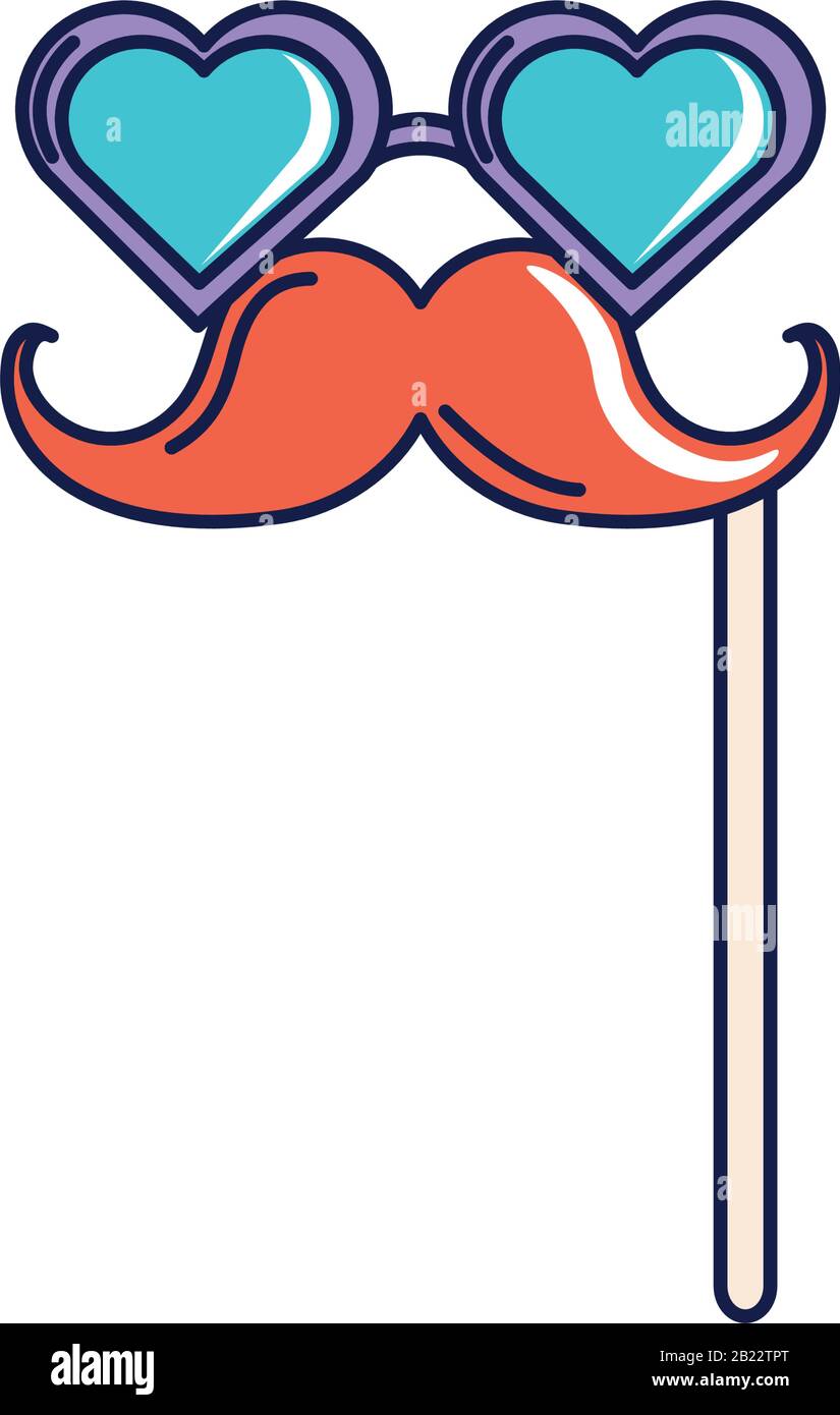 happy birthday, moustache on stick with glasses mask celebration party ...