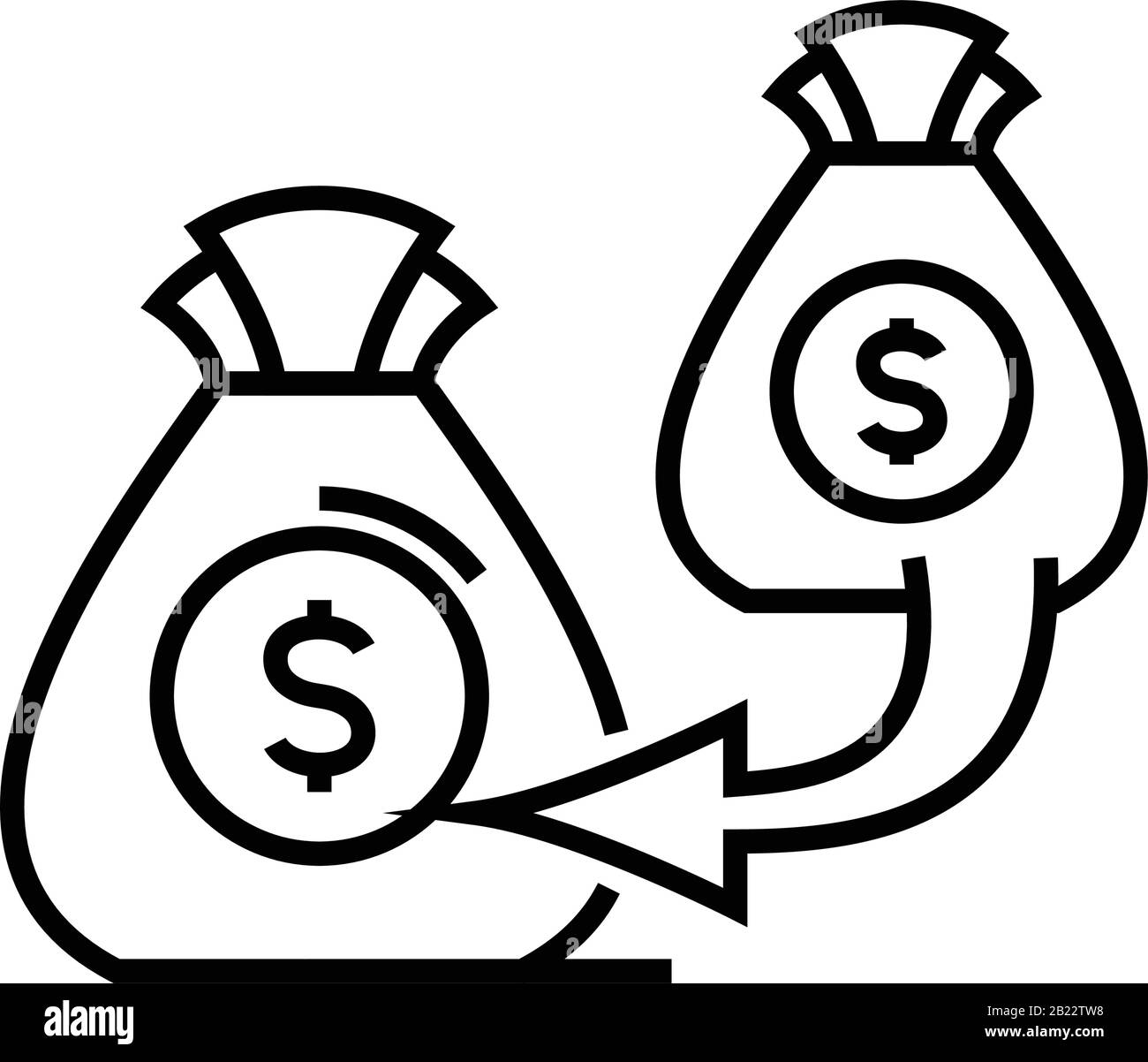 Money transfer line icon, concept sign, outline vector illustration ...