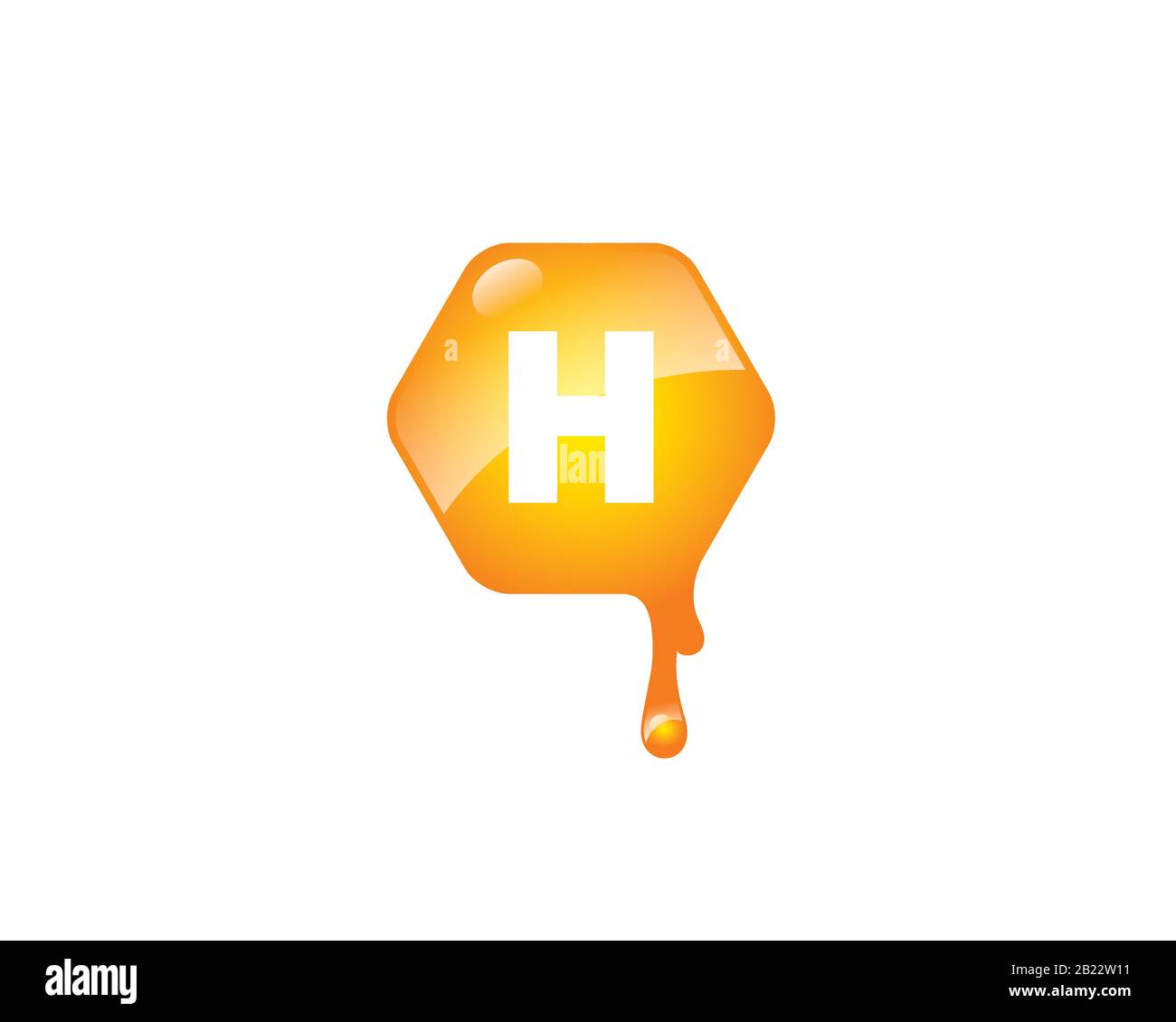 glossy bee hive shaped honey dripping drip with letter H inside Stock ...