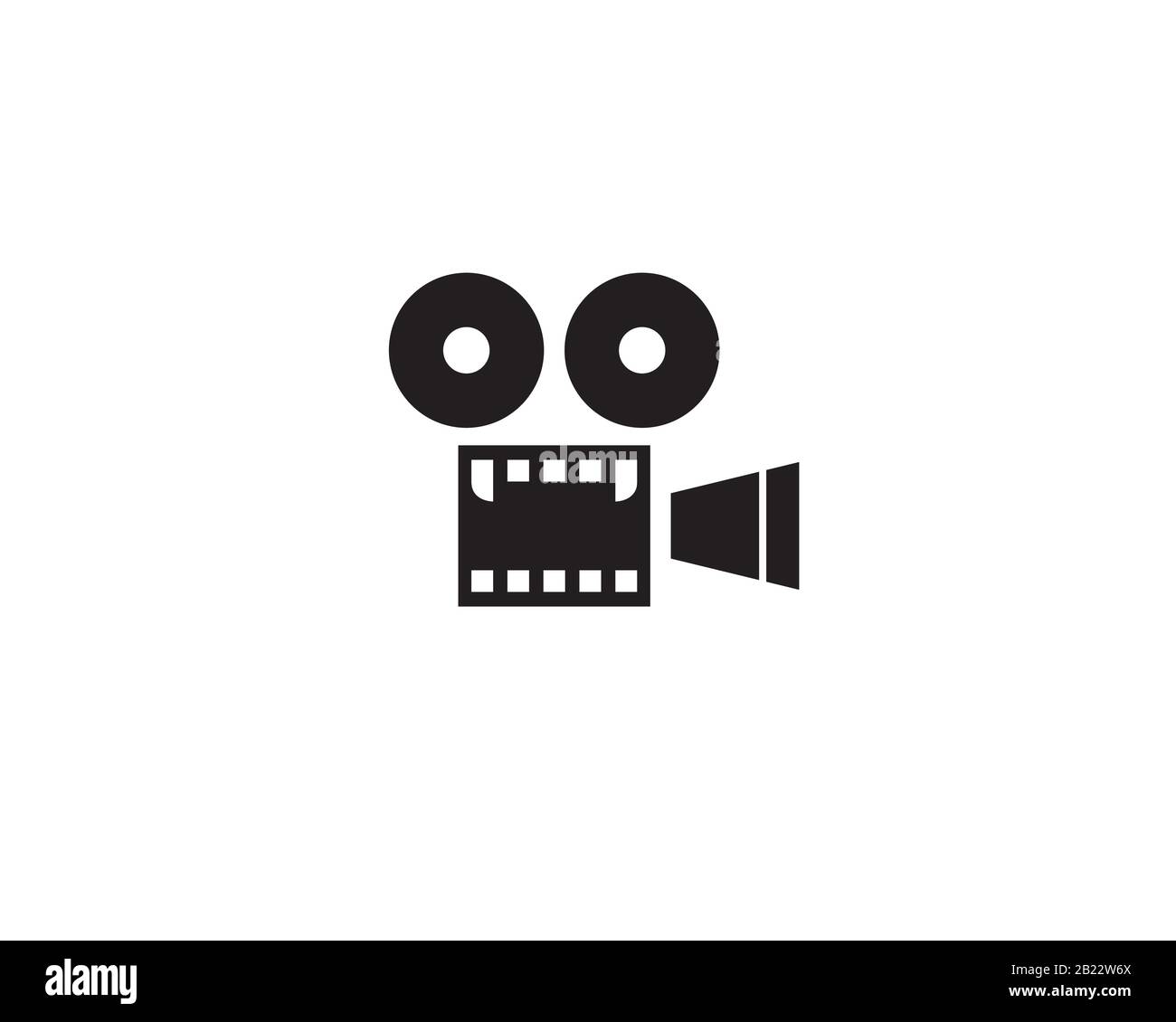 camera recorder with big eyes as reel showing horror movie logo Stock ...