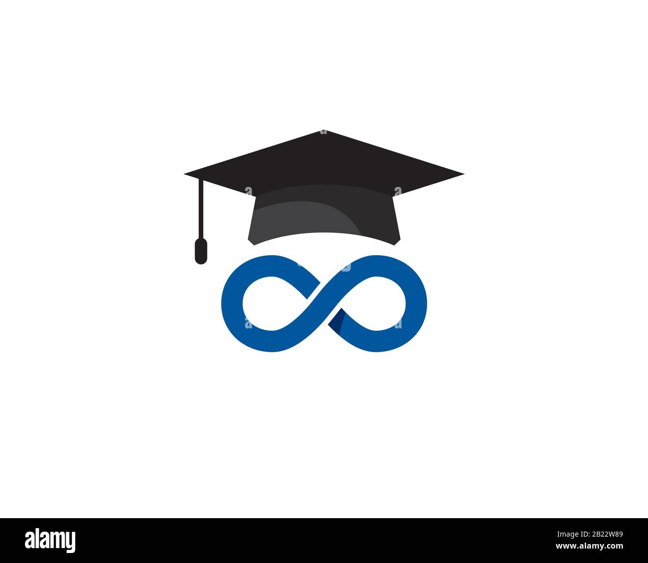 black graduation cap and diploma with blue infinity symbol as the eyes ...