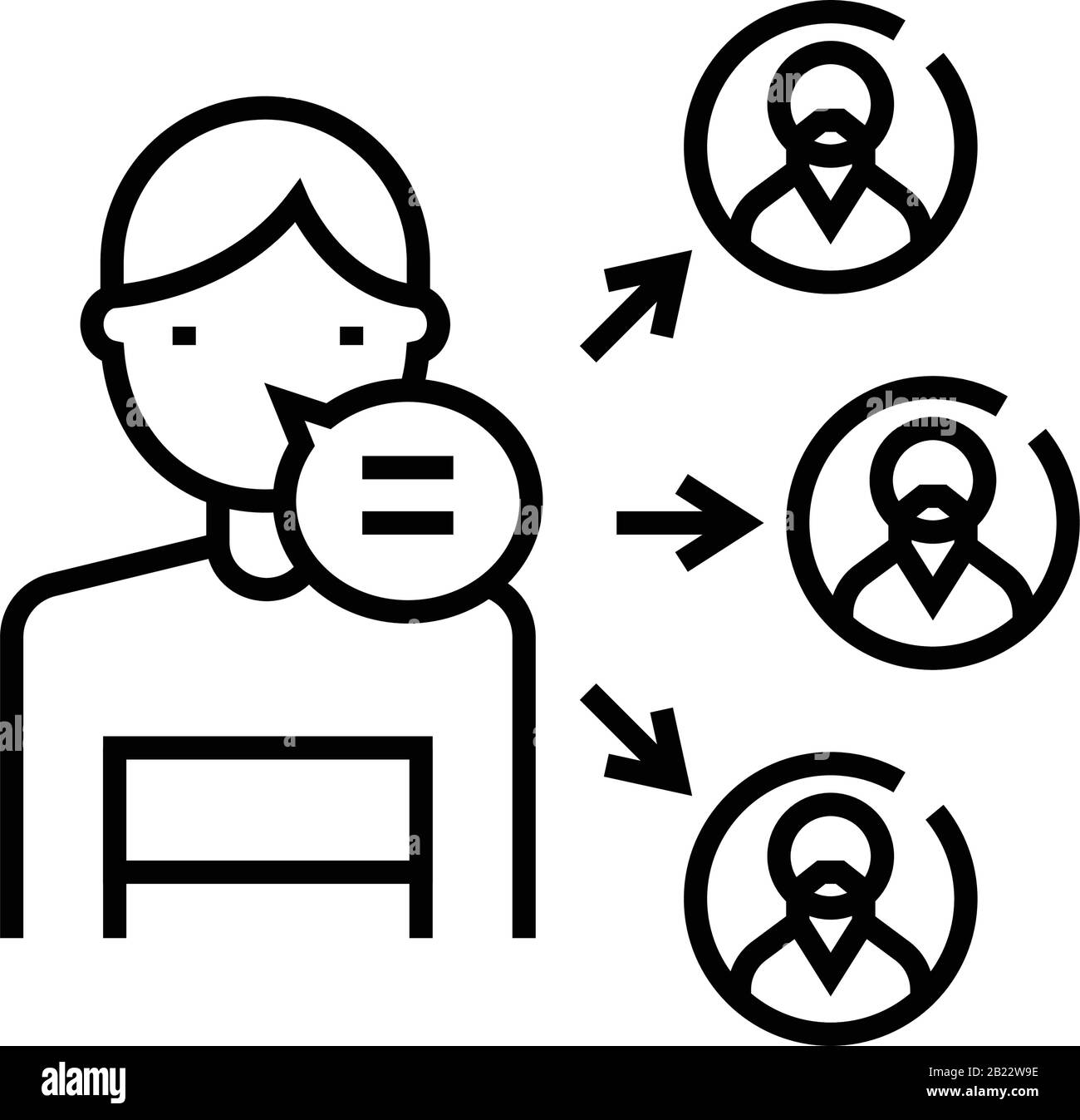 Message line icon, concept sign, outline vector illustration, linear ...