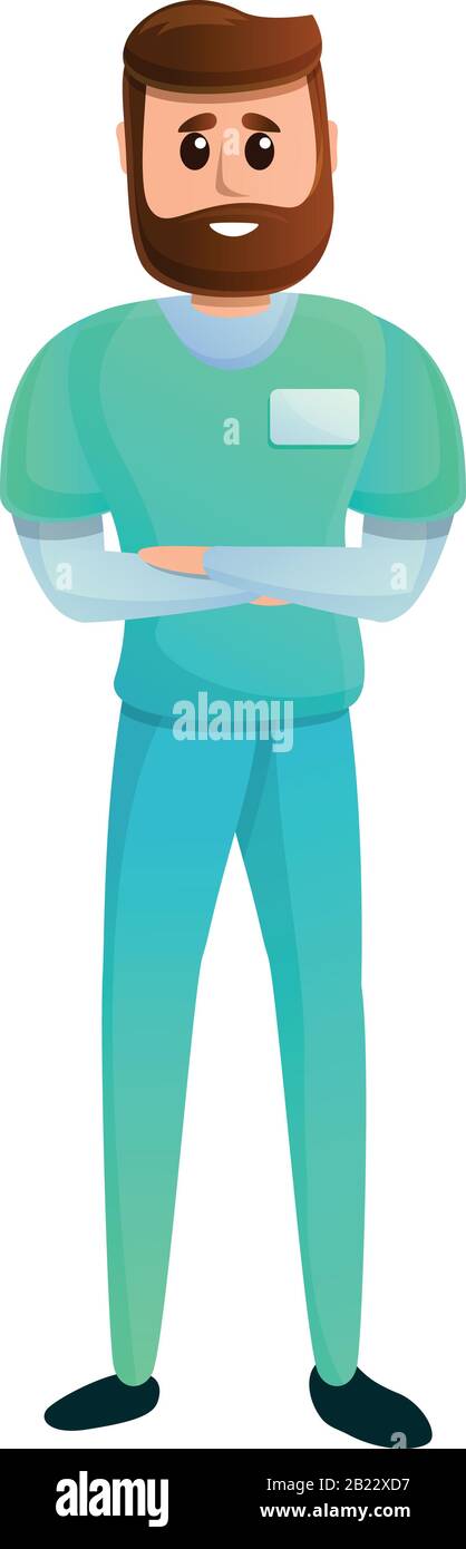 Bearded man nurse icon. Cartoon of bearded man nurse vector icon for ...