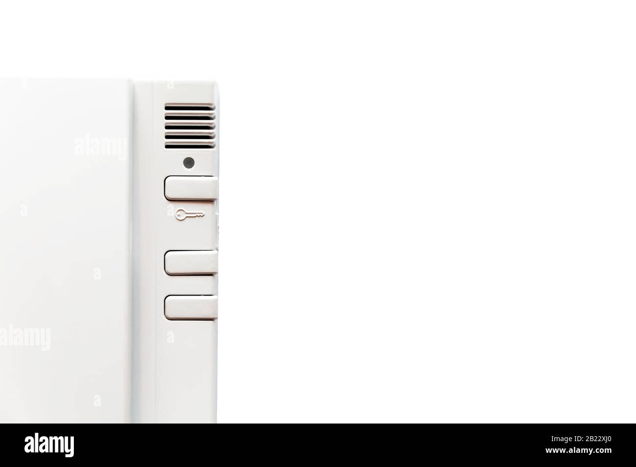 Simple white intercom, entry phone with speaker, microphone and a lock ...