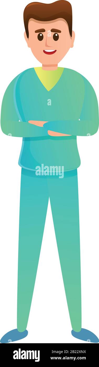 Happy nurse man icon. Cartoon of happy nurse man vector icon for web ...