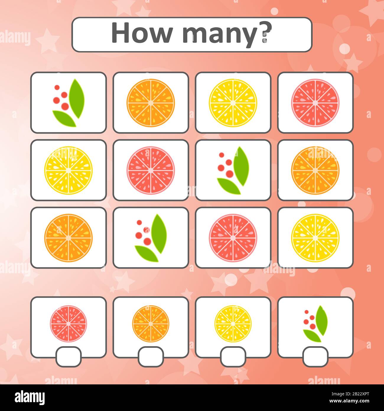 Game for preschool children. Count as many fruits in the picture and ...