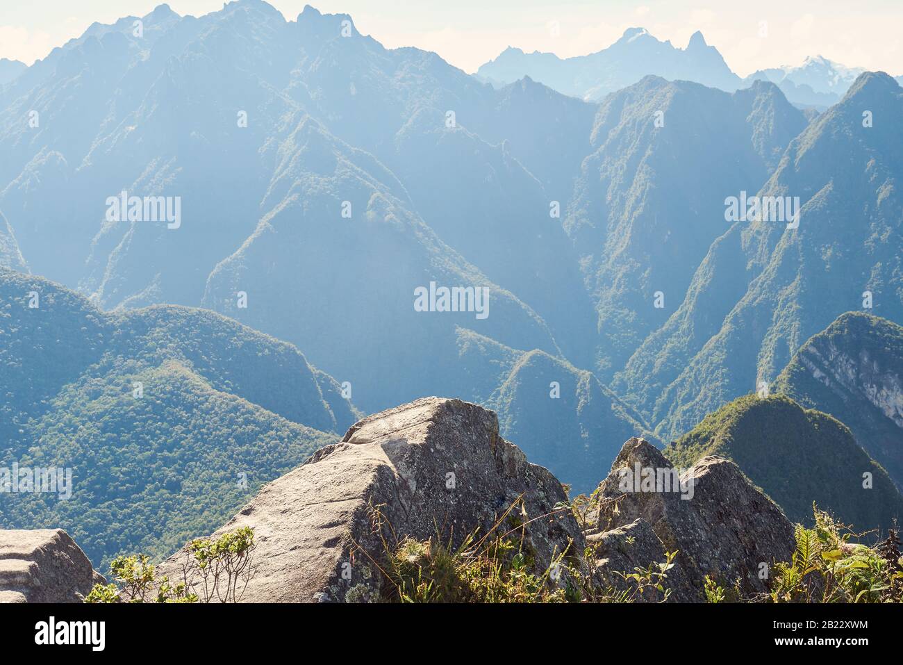 Hiking path on mountain peak. Empty rock on valley background Stock ...