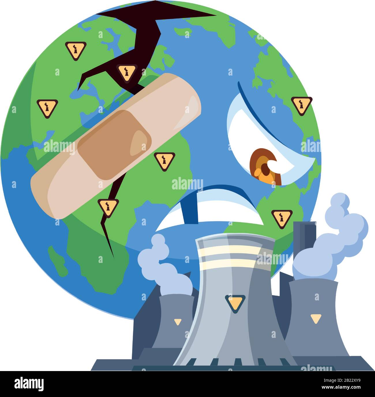 planet earth sick for pollution over white background vector ...