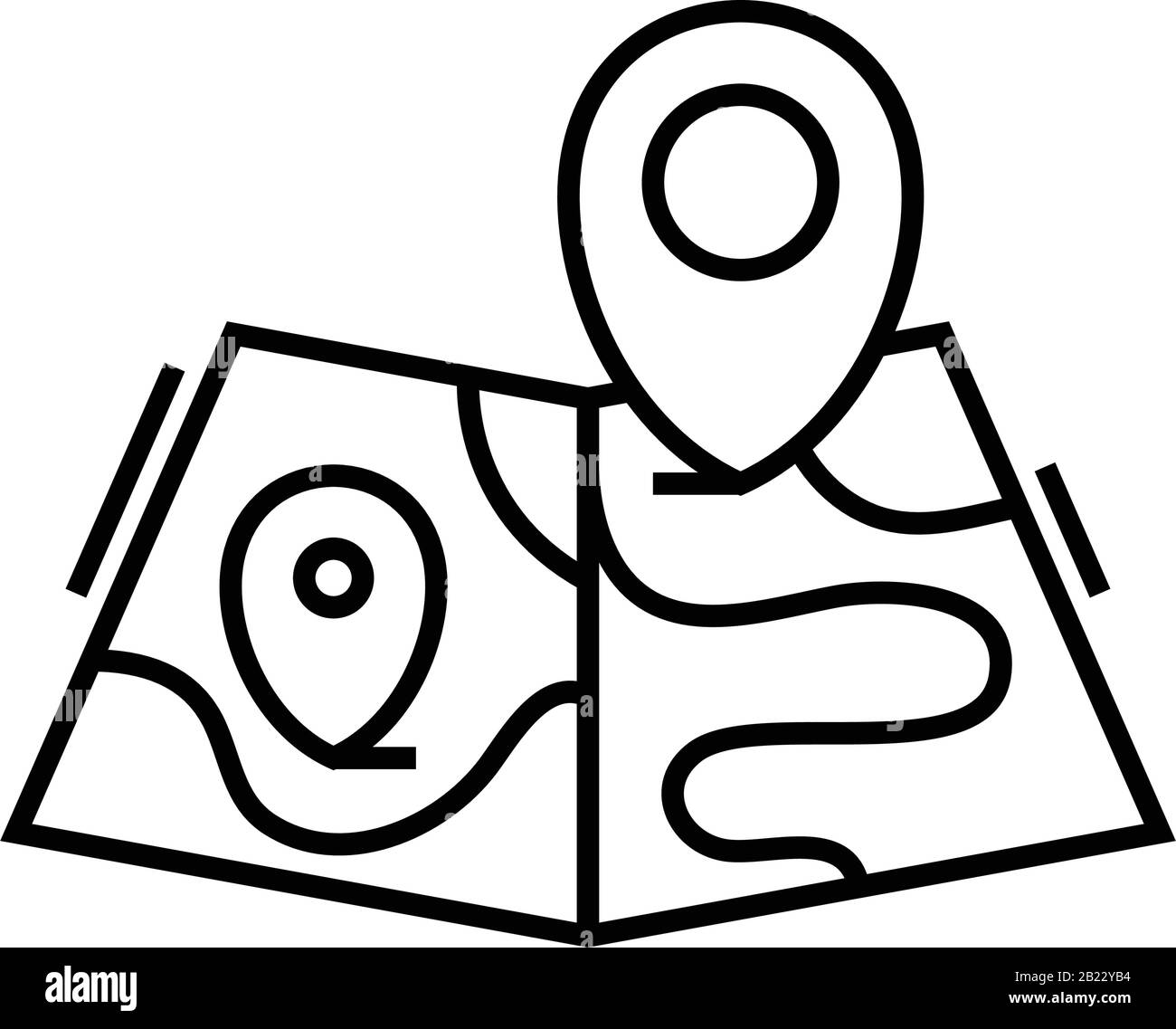 Map location line icon, concept sign, outline vector illustration ...