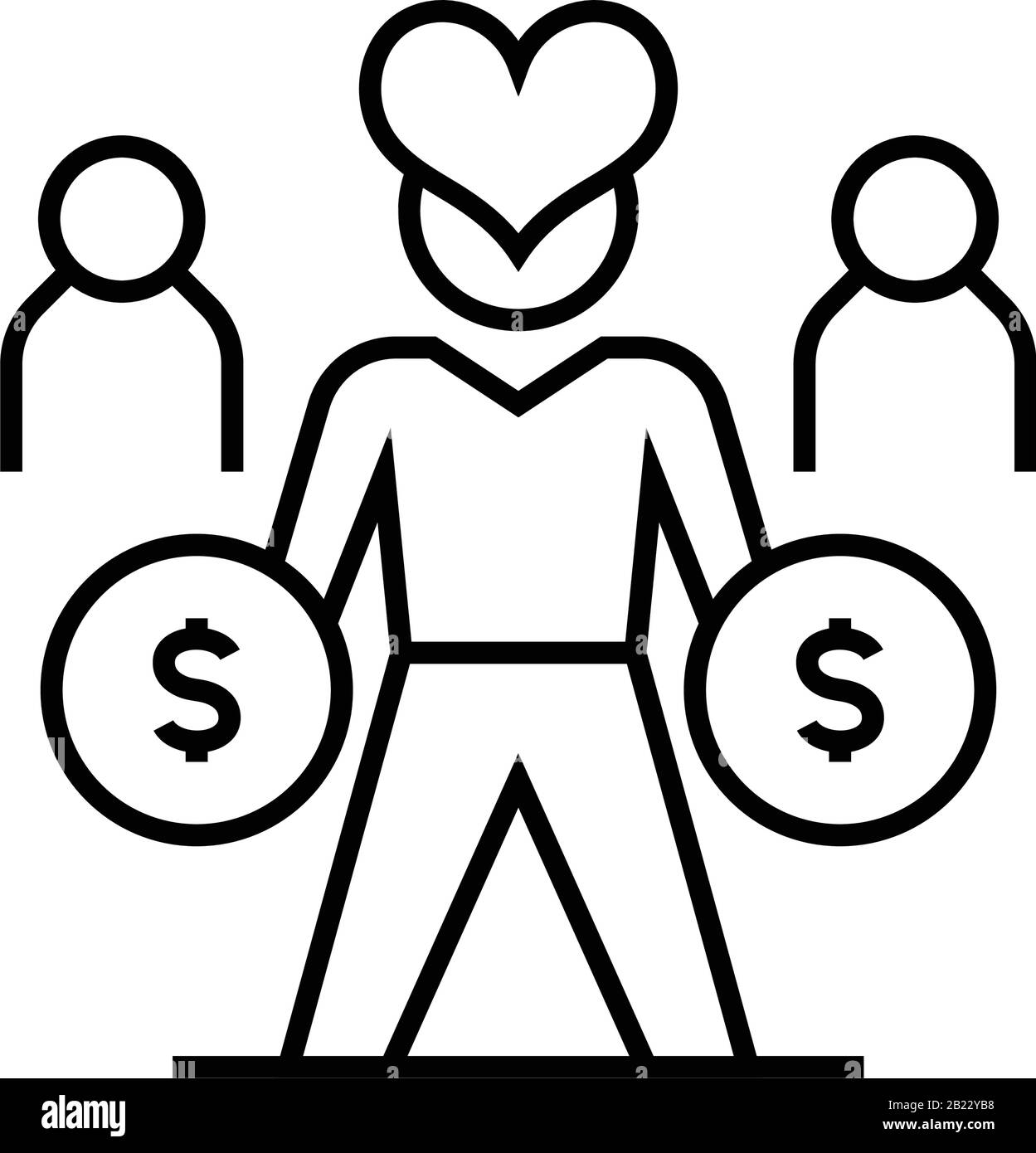 Loving money line icon, concept sign, outline vector illustration ...