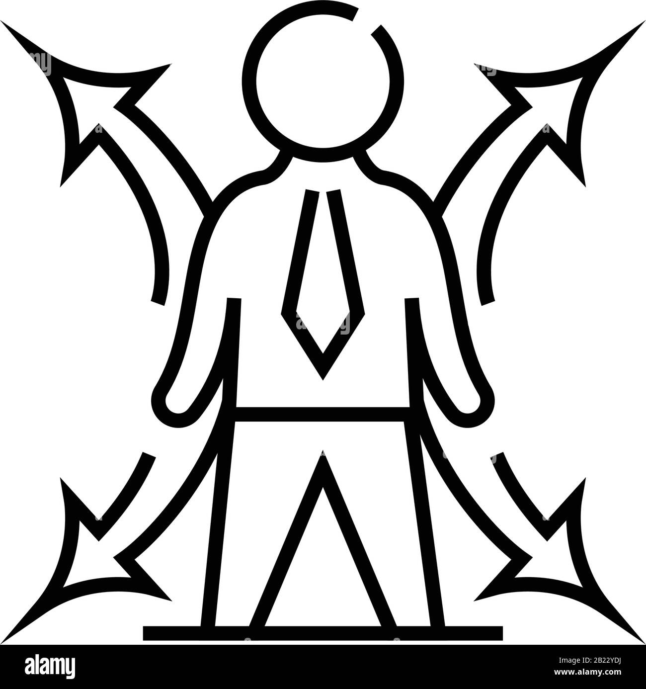 Multitasking business line icon, concept sign, outline vector ...