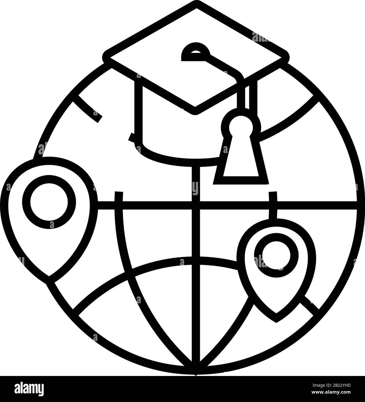 International education line icon, concept sign, outline vector ...