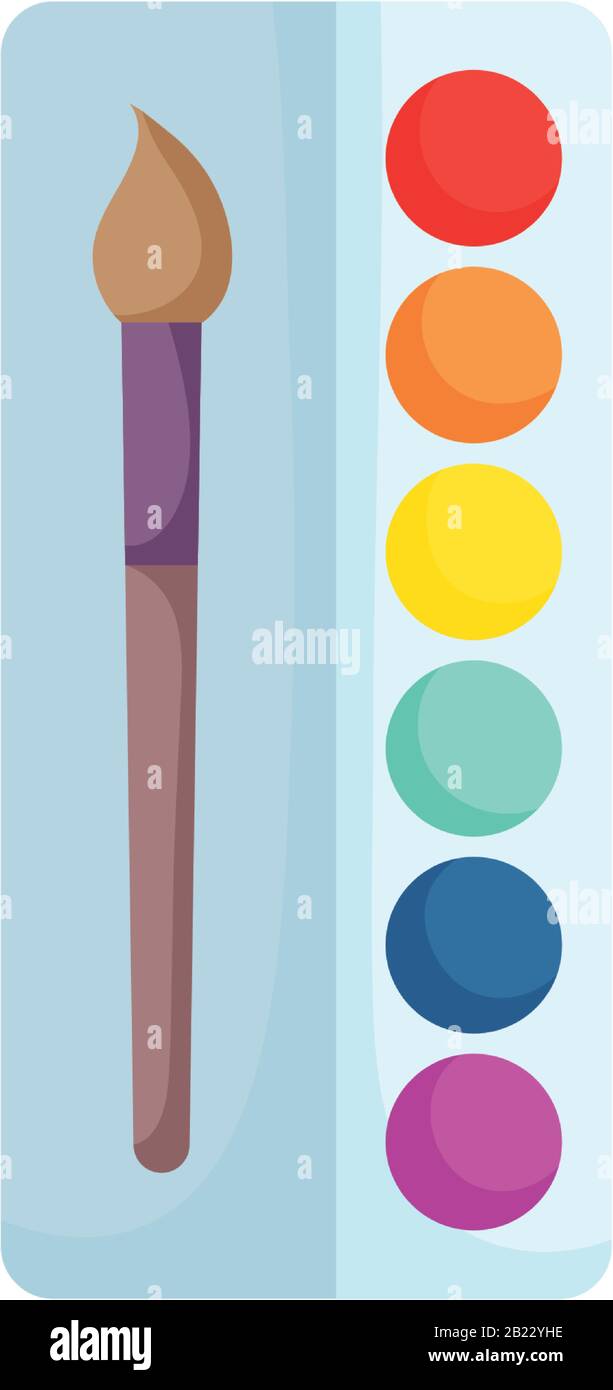 back to school palette color paintbrush supply icon vector illustration ...