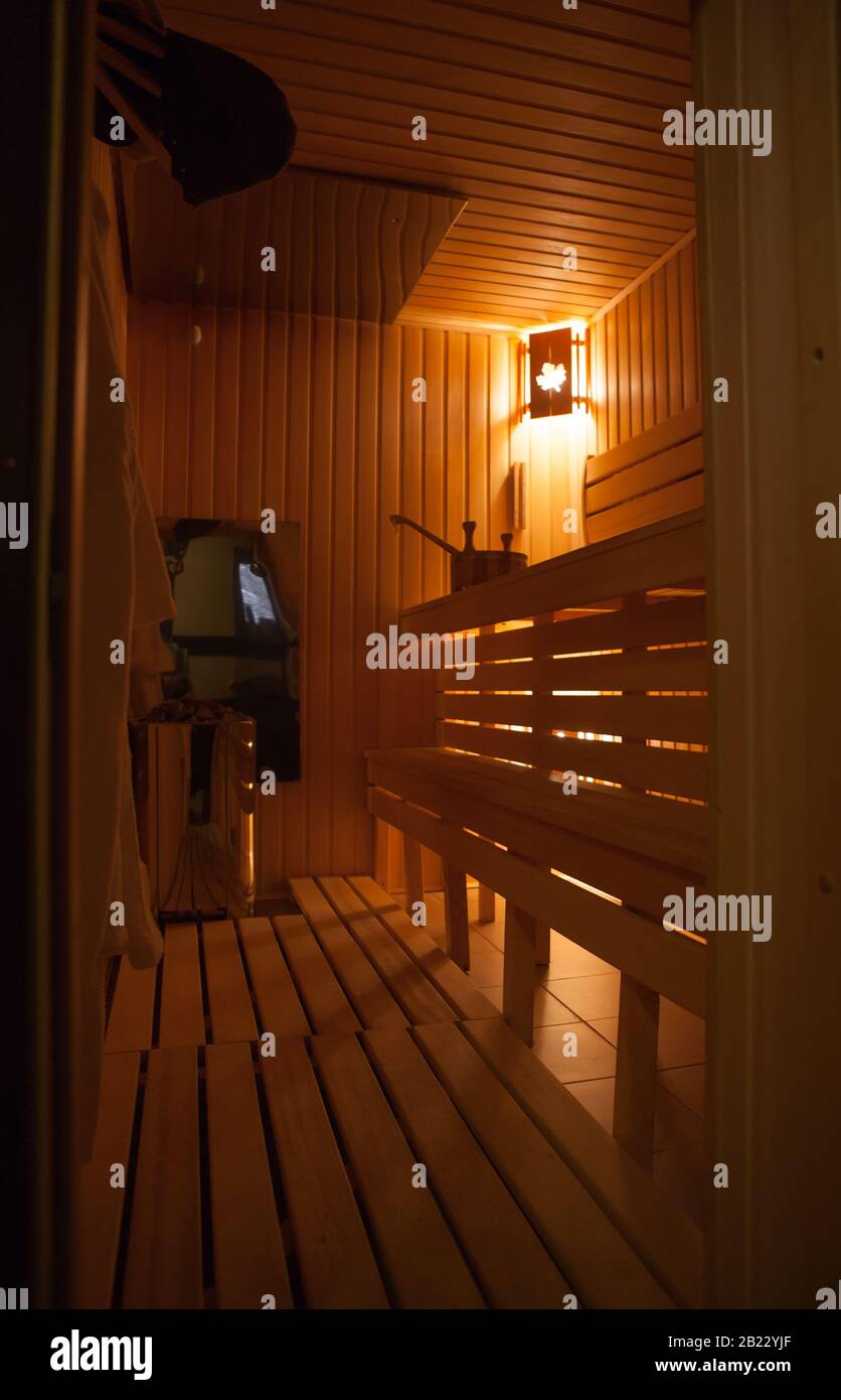Traditional wooden dry steam room in country house Stock Photo - Alamy