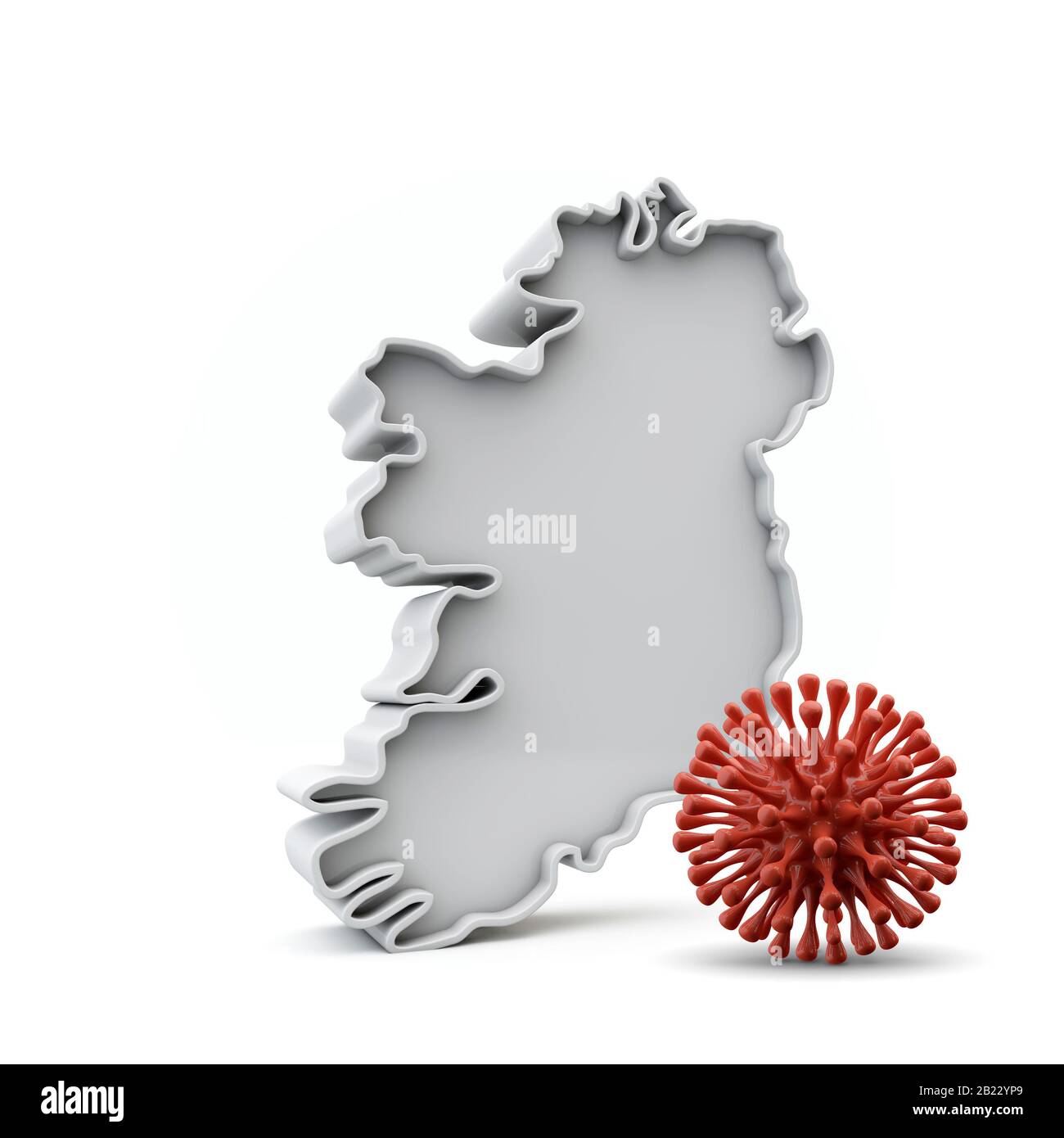 Map of Ireland with deadly corona virus. 3D Rendering Stock Photo - Alamy