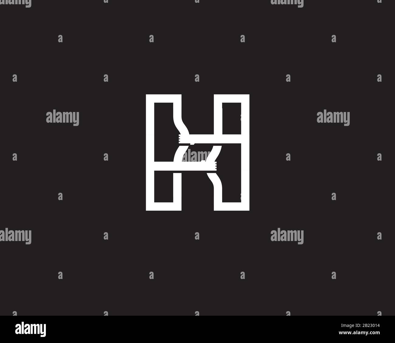 monogram anagram lettermark logo of letter H represent 2 hands pulling ...