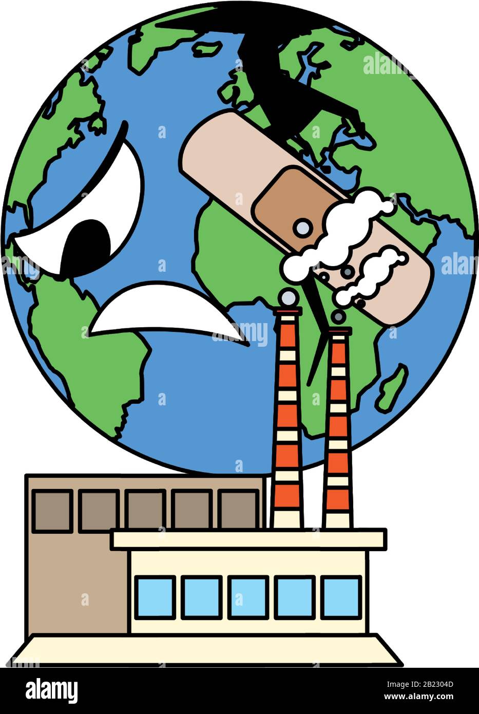 planet earth sick for pollution over white background vector ...