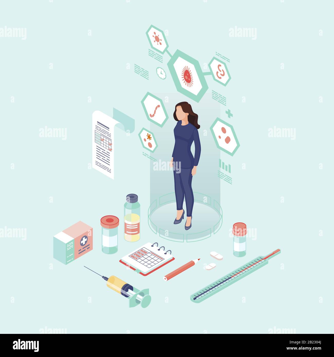 Female patient examination color vector illustration. Health diagnosing ...