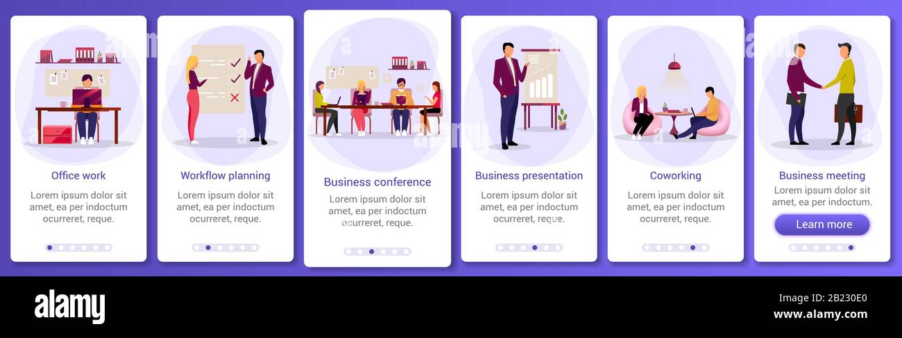 Business industry onboarding mobile app screen template. Office work ...