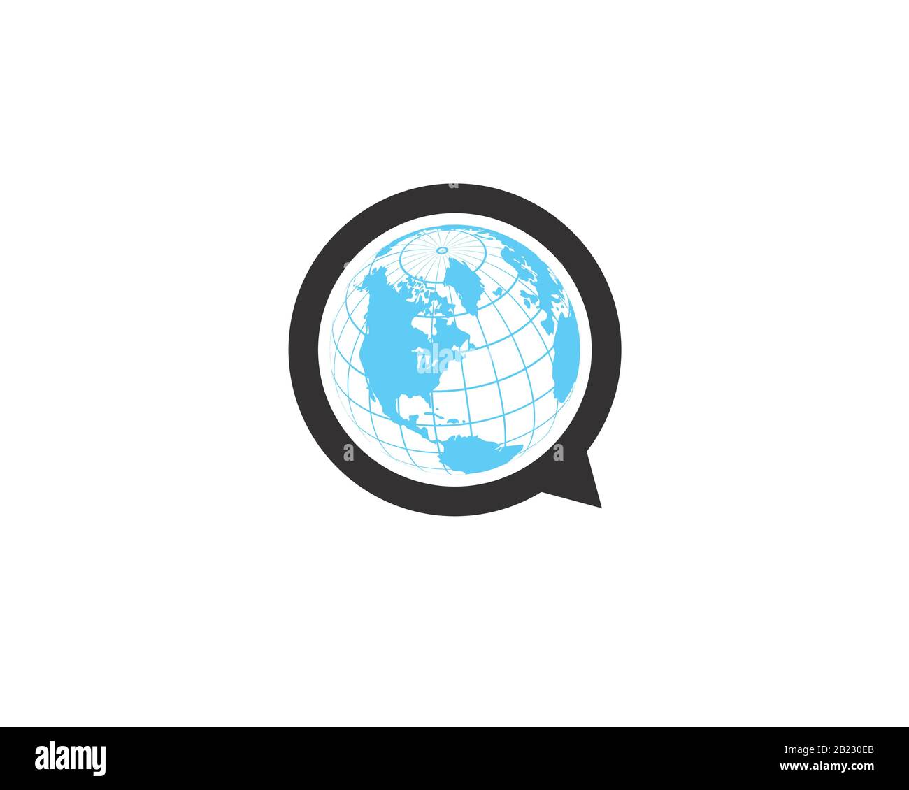 monogram anagram lettermark logo of letter 0 O Q with blue globe world ...