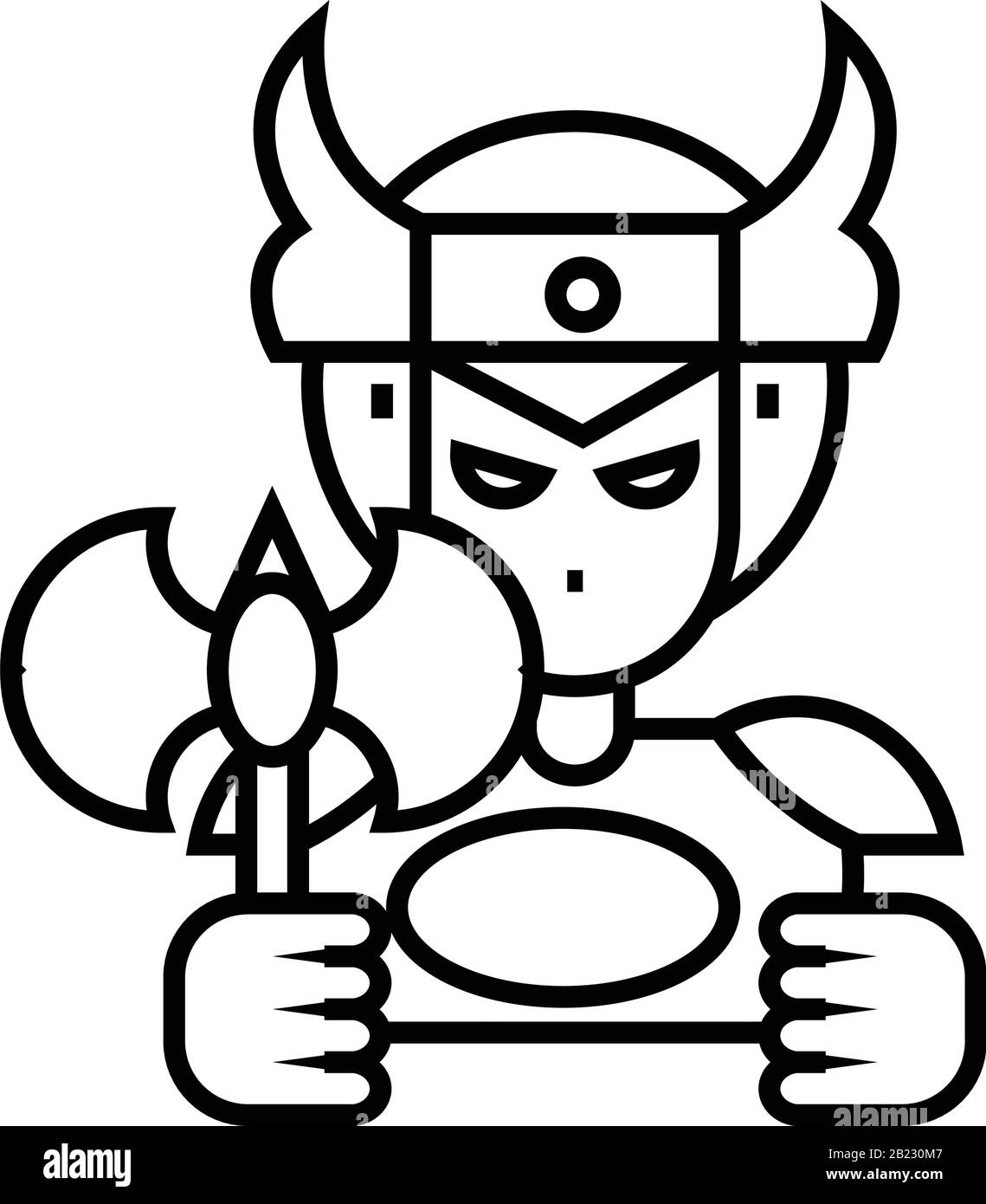 Medieval warrior line icon, concept sign, outline vector illustration ...