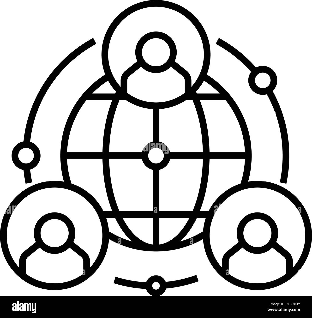 International collaboration line icon, concept sign, outline vector ...