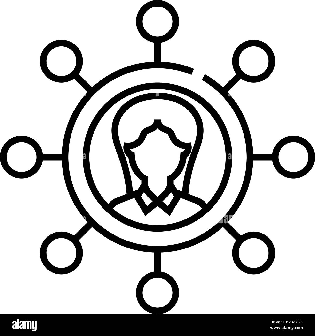 Multitasking position line icon, concept sign, outline vector ...