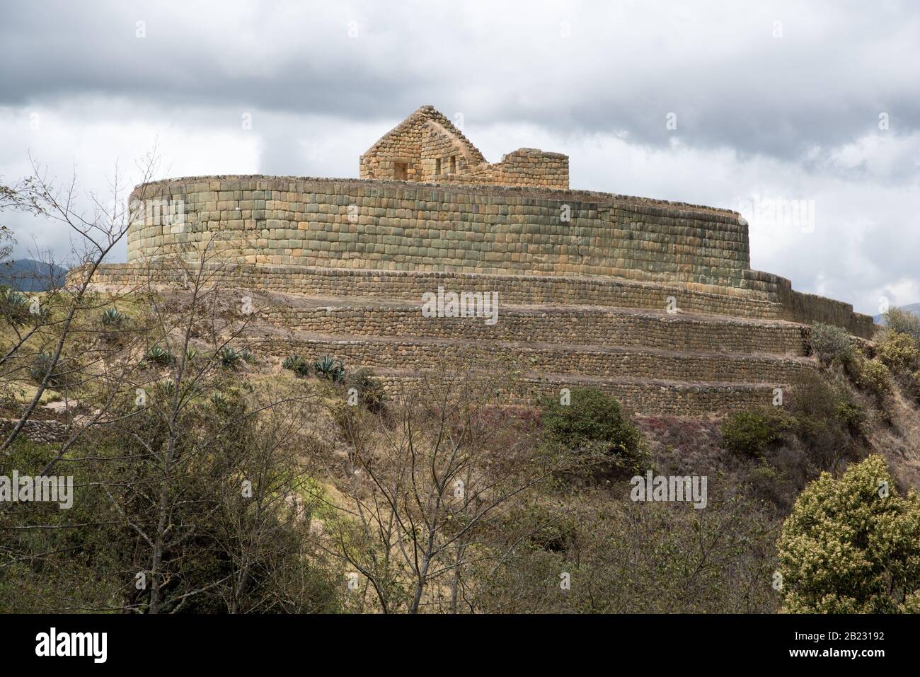 In Ingapirca the remains of the Elipse or Temple of the Sun built on ...