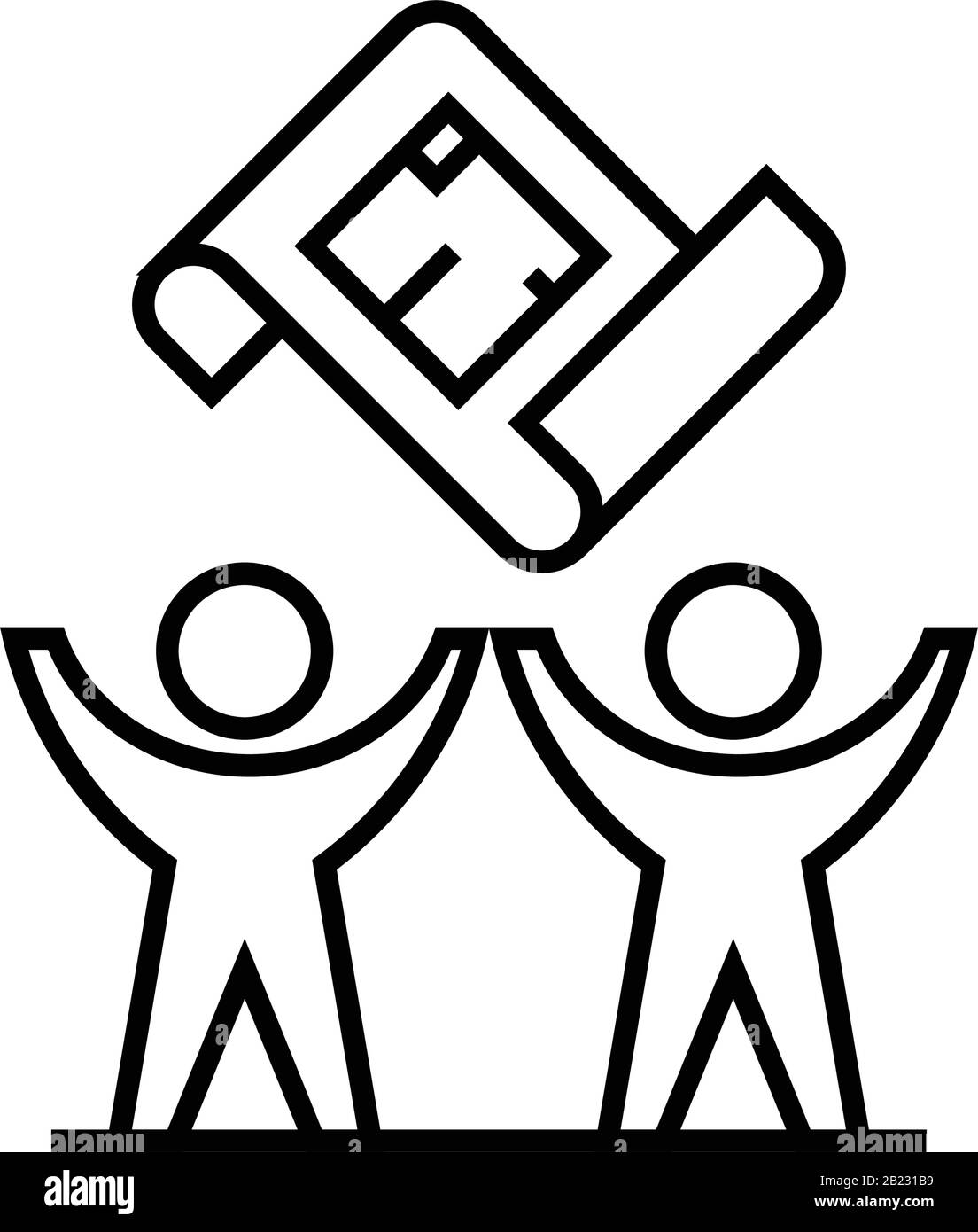 Map document line icon, concept sign, outline vector illustration ...