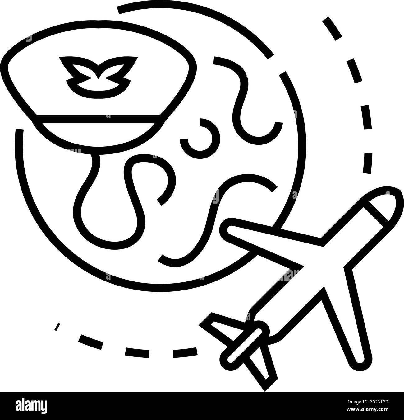 International flights line icon, concept sign, outline vector ...