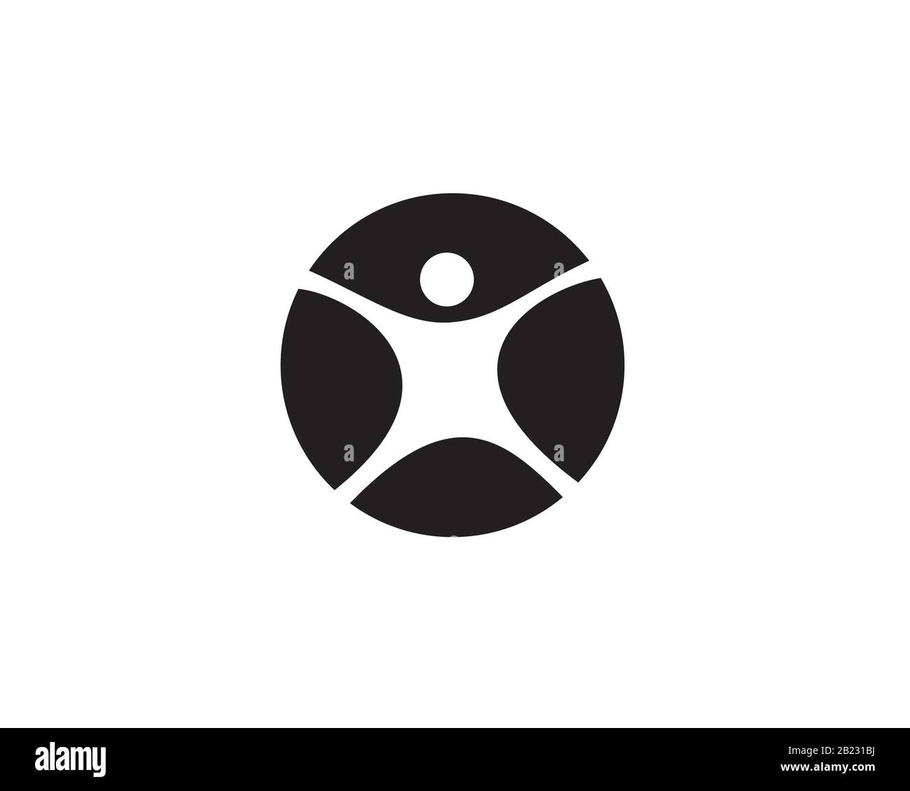 negative space of human figure in round black circle Stock Vector Image ...