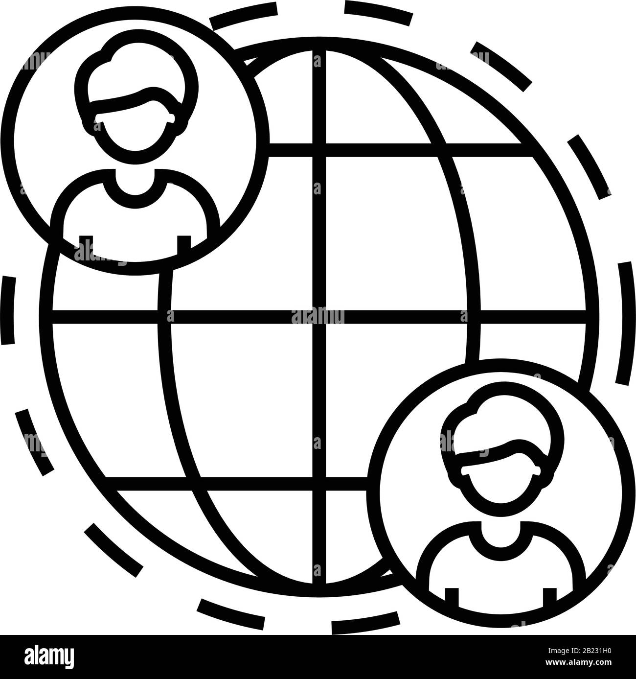 International network line icon, concept sign, outline vector ...