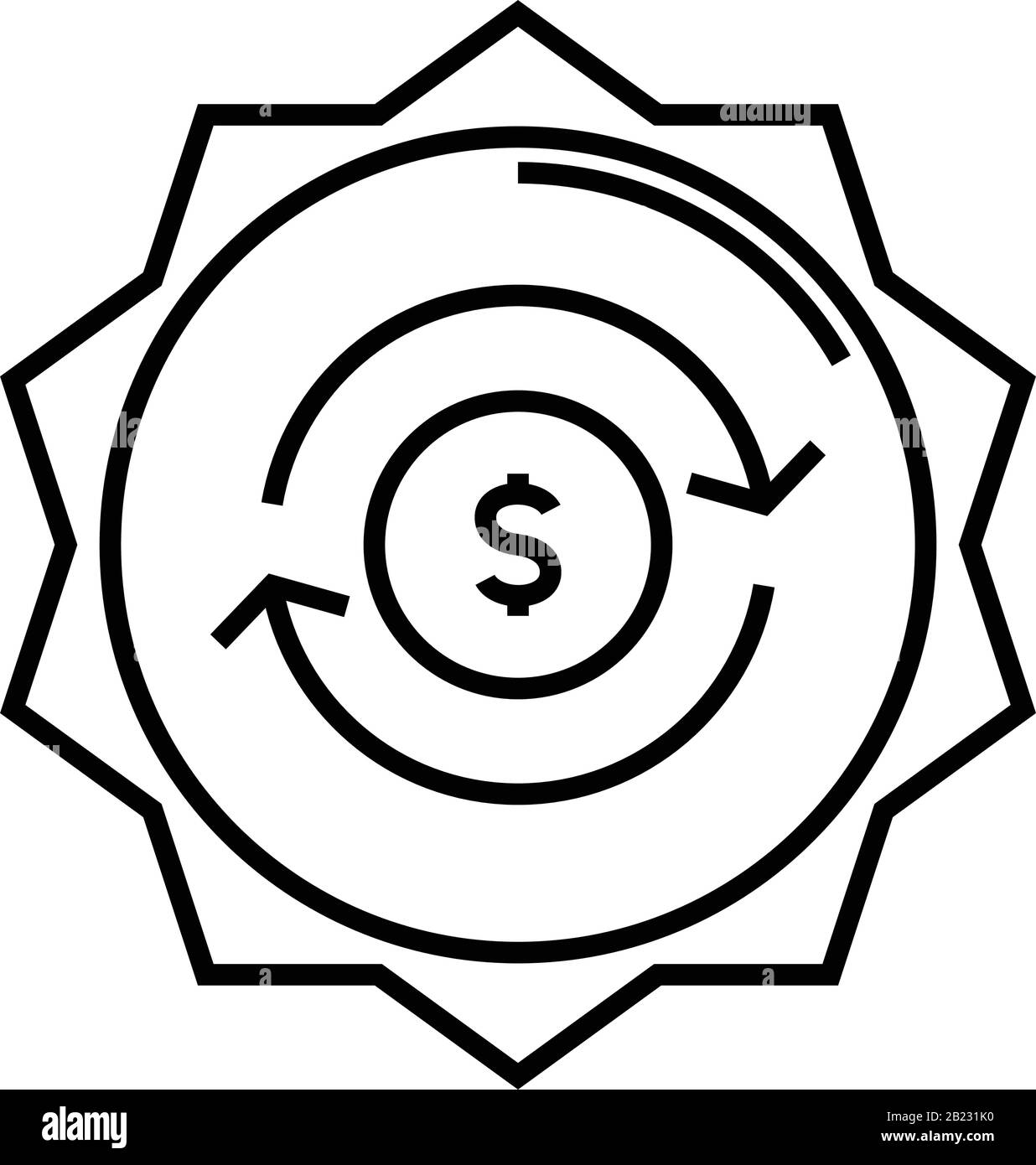 Money cycle line icon, concept sign, outline vector illustration ...