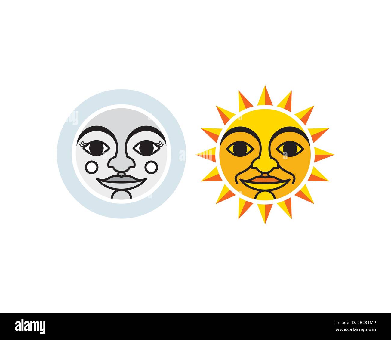 Sun moon face color Stock Vector Images - Alamy