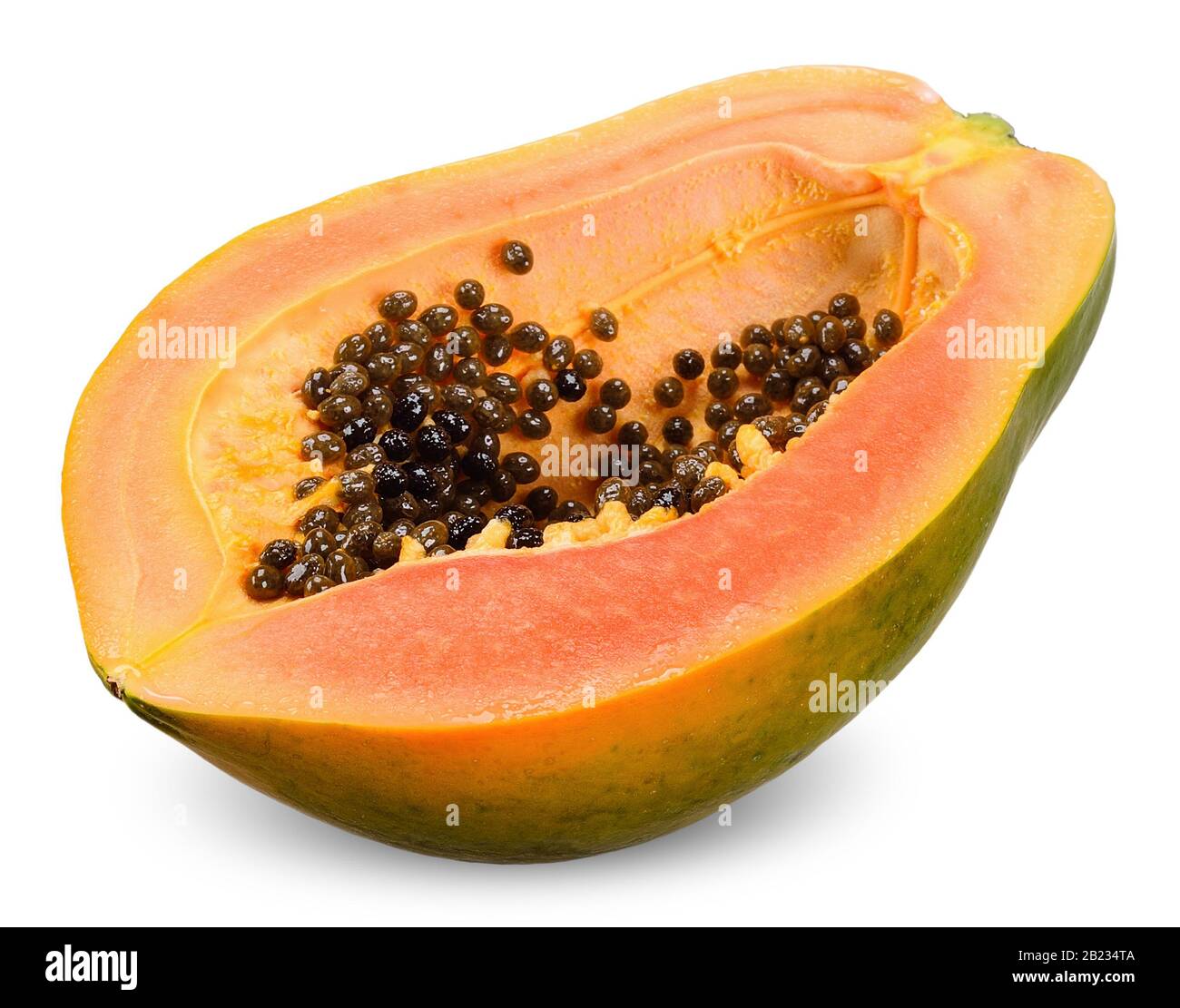 Half ripe papaya isolated on white clipping path Stock Photo - Alamy