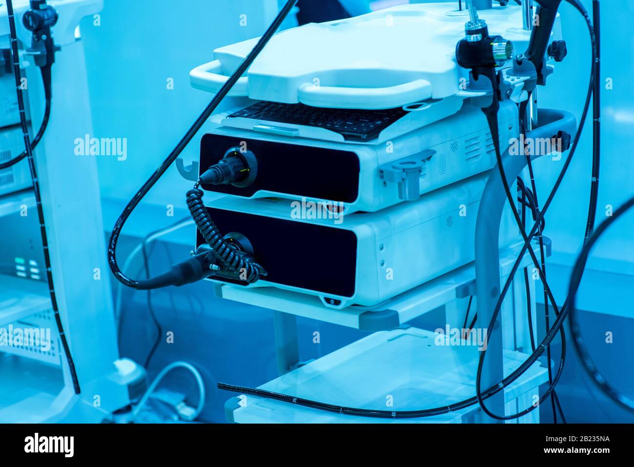 Ultrasound hi-tech medical scanner with two monitors Stock Photo - Alamy