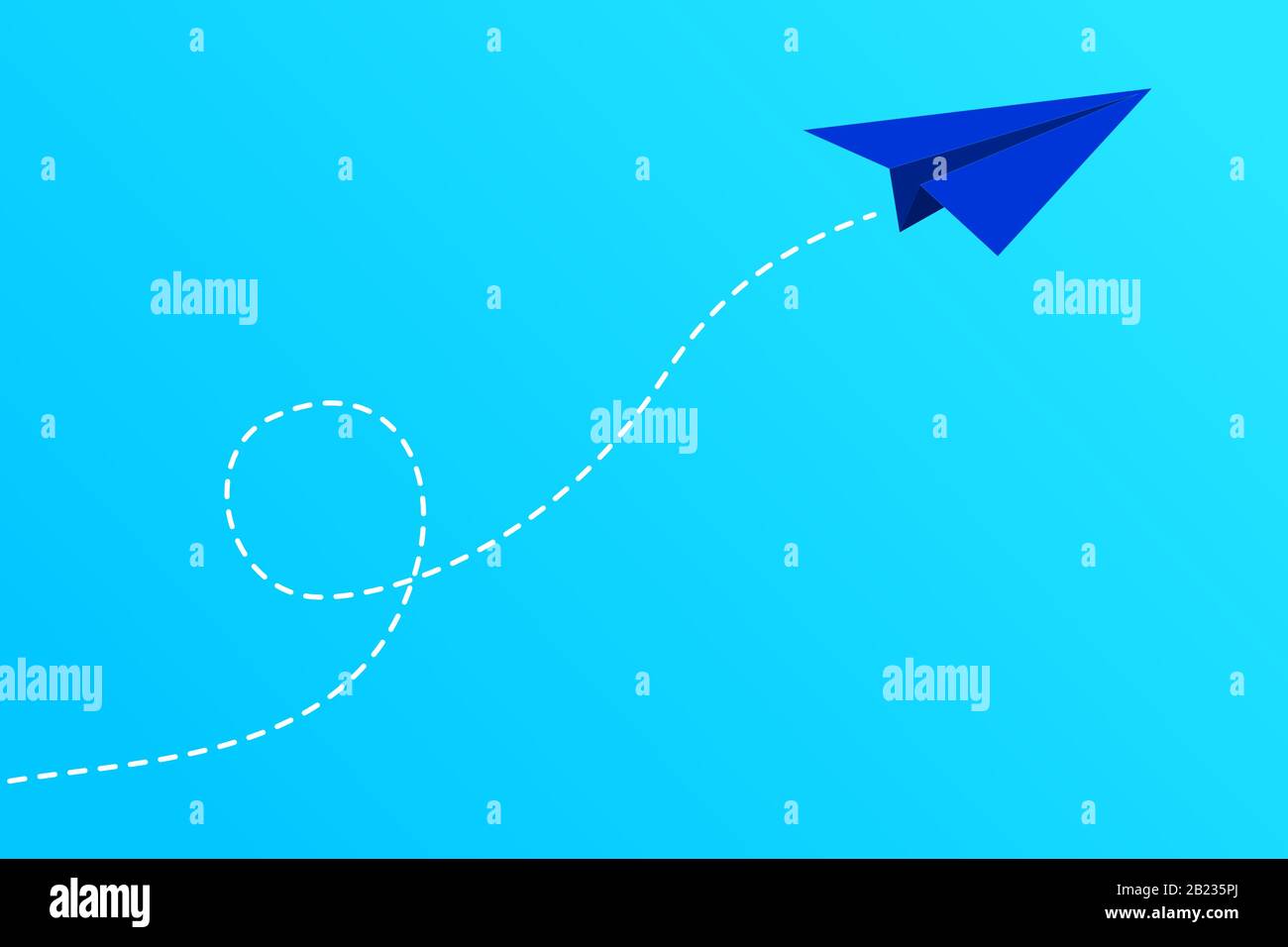 Blue paper plane flying on blue sky background Stock Vector Image & Art ...