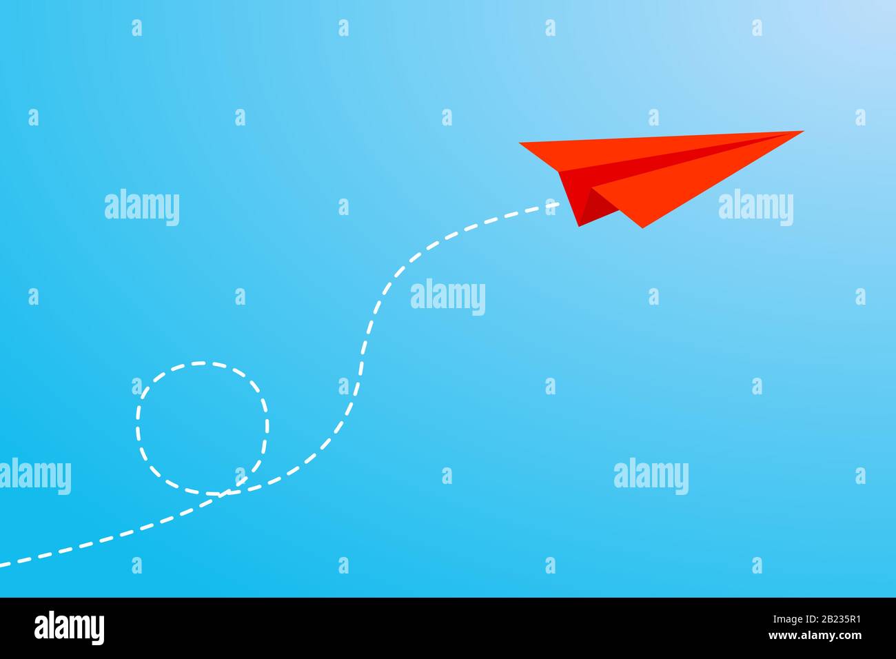 Red paper plane flying on blue sky background Stock Vector Image & Art ...