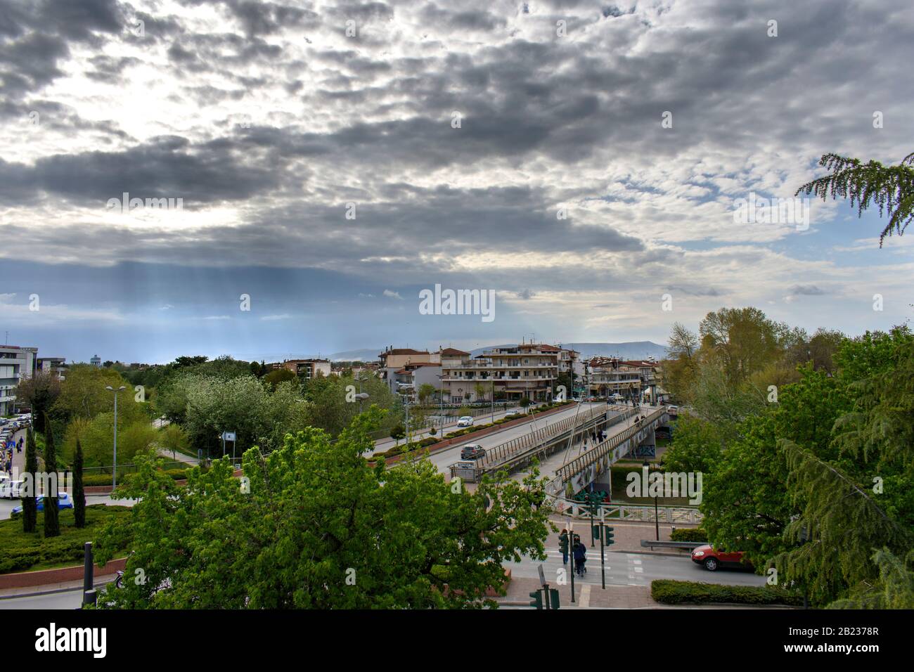 The bridge of the River Pinios in Larissa, Greece, is a cohesive day ...