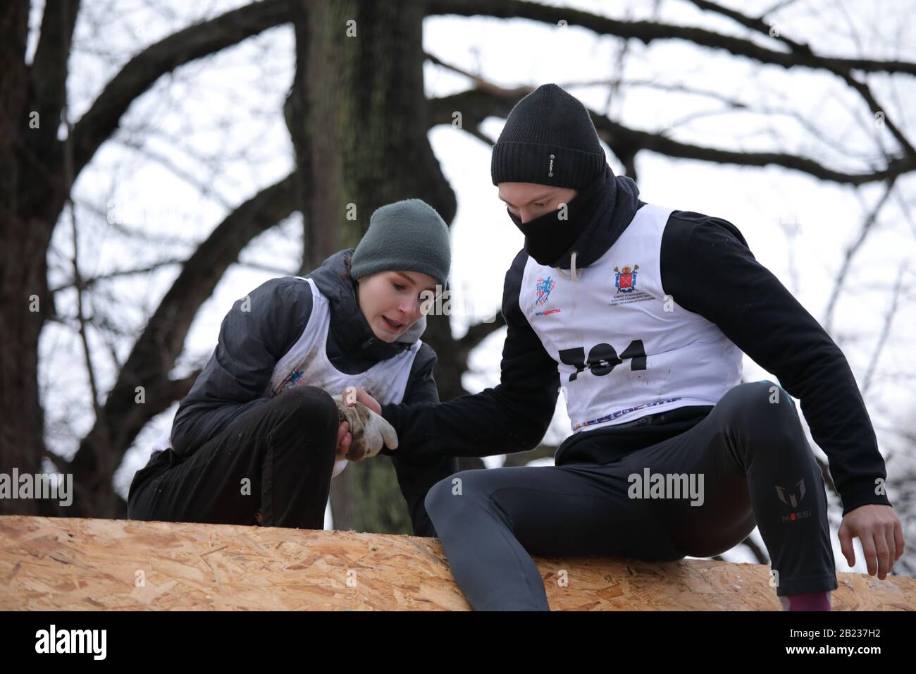 Students during Russian spartan race also knows as GTO in St ...