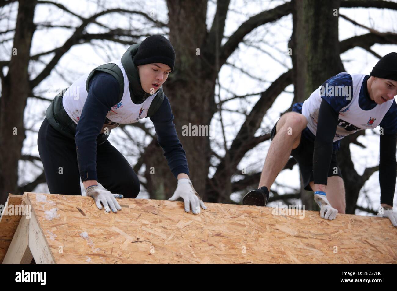 Students during Russian spartan race also knows as GTO in St ...